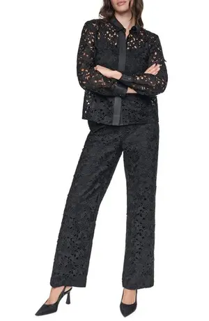 Dkny Floral Lace Button Down Shirt