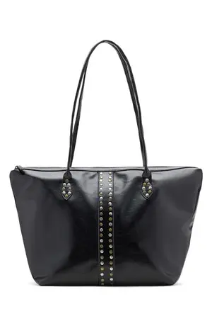 Mango Studded Faux Leather Tote Black