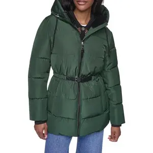 Dkny Water Resistant Hooded Puffer Jacket Hunter