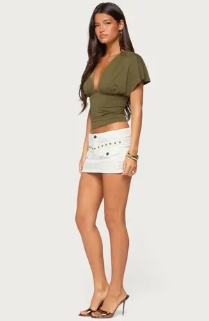 EDIKTED Flutter Plunging V-neck Top