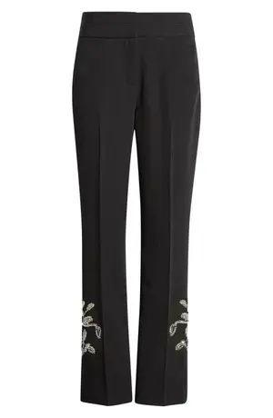 TAHARI ASL Embellished Mid Rise Straight Leg Pants