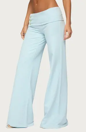 EDIKTED Poppy Wide Leg Button Foldover Pants
