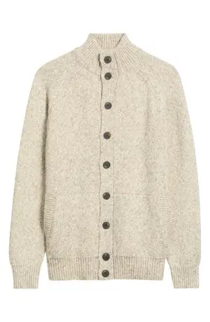 SCHOTT Mock Neck Button Front Cardigan - Limestone