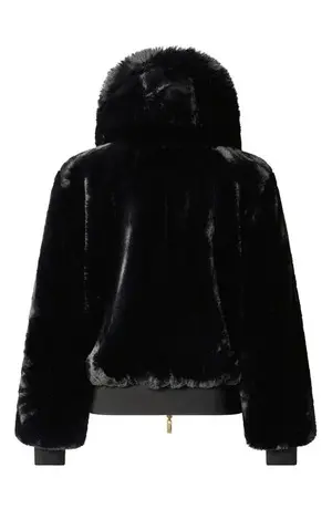 Moose Knuckles Luxe Satin Reversible Faux Fur Bomber Jacket