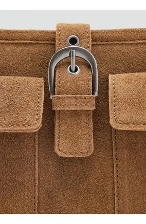 Mango Suede Buckle Shoulder Bag