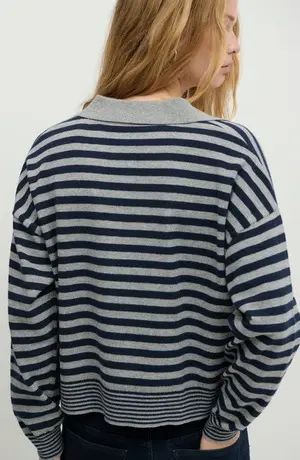 Mango Striped Polo Neck Sweater