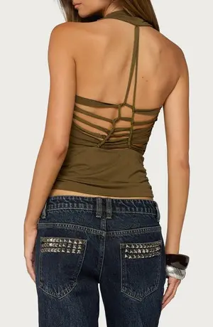 EDIKTED Gaila Cowl Neck Halter Top