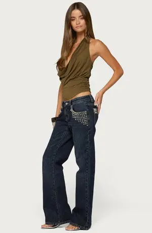 EDIKTED Gaila Cowl Neck Halter Top