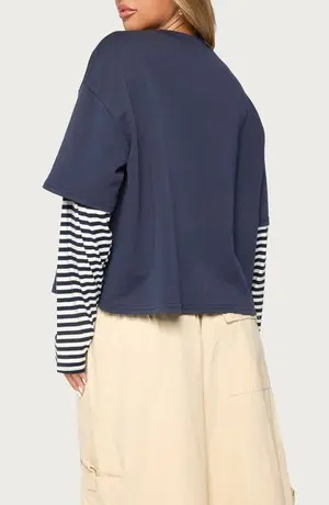 EDIKTED Nacie Layered Striped Long Sleeve T-shirt