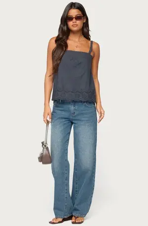 EDIKTED Esma Scalloped Eyelet Top