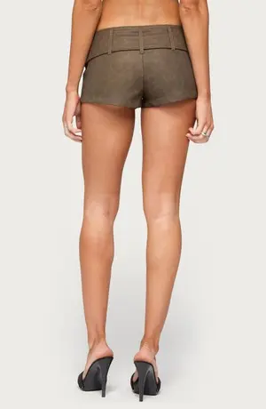EDIKTED Darsy Faux Leather Micro Shorts