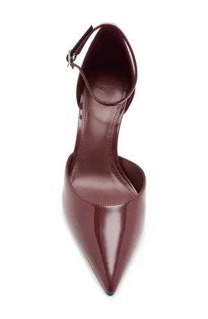 Mango Faux Leather Pointed Toe Ankle Strap Pump