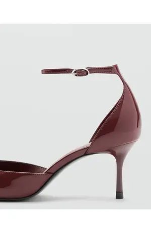 Mango Faux Leather Pointed Toe Ankle Strap Pump