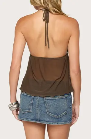 EDIKTED Tavish Sequin And Bead Halter Top
