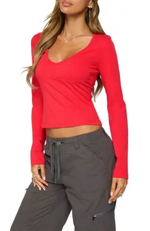 EDIKTED Feva V-neck Long Sleeve Top