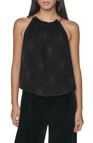 Dkny Firework Embellish Sleeveless Top - Black