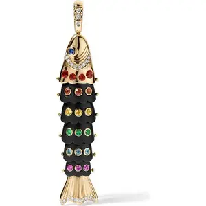 EDEN PRESLEY 14k Gold Sapphire And Diamond Large Fish Pendant - Rainbow