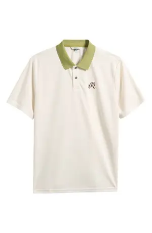 MALBON Fairway Hex Piqué Golf Polo - Ivory