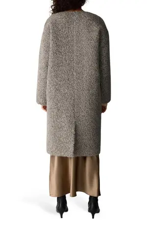Eileen Fisher Round Neck Alpaca & Wool Blend Coat - Twine