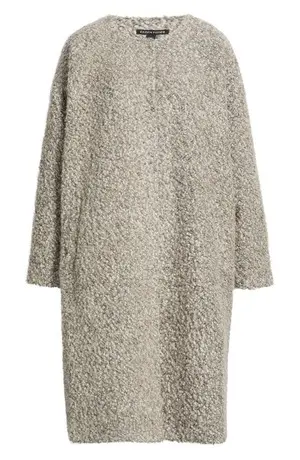 Eileen Fisher Round Neck Alpaca & Wool Blend Coat - Twine