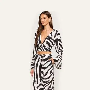 L'Agence Ambala Cover-up Top - Black/white Zebra