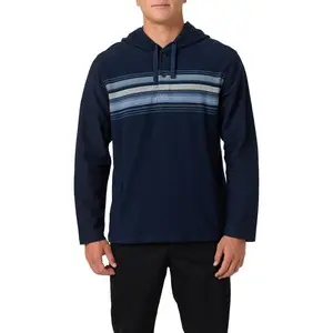 O'Neill Bavaro Blocked Stripe Cotton Blend Hoodie - Navy