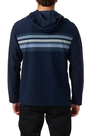 O'Neill Bavaro Blocked Stripe Cotton Blend Hoodie - Navy