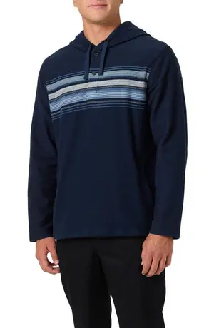 O'Neill Bavaro Blocked Stripe Cotton Blend Hoodie - Navy