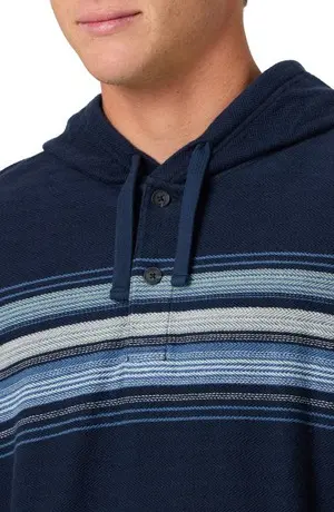 O'Neill Bavaro Blocked Stripe Cotton Blend Hoodie - Navy