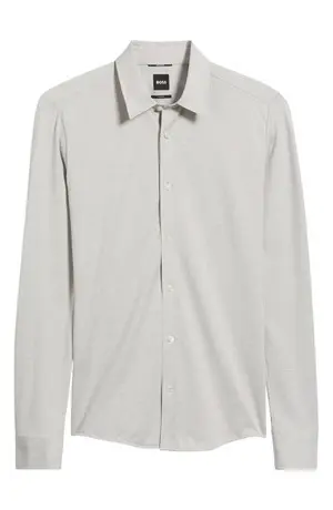 BOSS P-roan Long Sleeve Slim Fit Performance Shirt - Open Brown