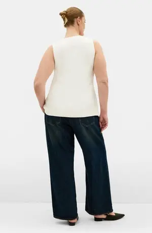 City Chic Abbie Square Neck Vest - Ivory