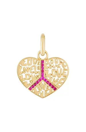 EDEN PRESLEY Peace & Love Gold Ruby Pendant - Yellow Gold/ruby