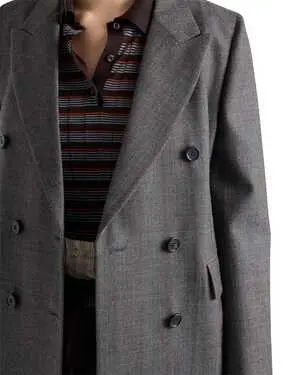 Prada Double-breasted Pinstriped Mouliné Wool Jacket