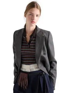 Prada Double-breasted Pinstriped Mouliné Wool Jacket