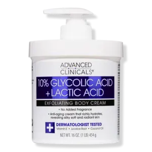 ADVANCED CLINICALS 10% Glycolic Acid + Lactic Acid Exfoliating Body Cream - One-color