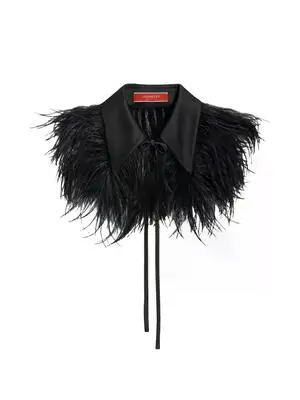 La DoubleJ Solid Black In Techno Duchesse With Feathers La Scala Collar Black