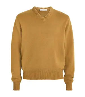 LEMAIRE Cashmere V-neck Sweater - Brown