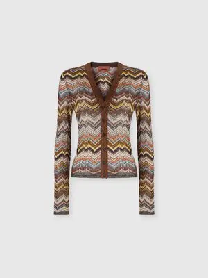 Missoni Slim Cardigan With Striped Chevron Motif - Multicoloured