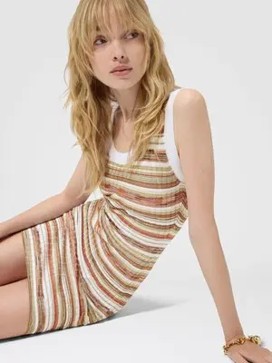 Missoni Sleeveless Ribbed Striped Mini Dress