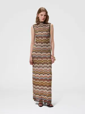 Missoni Long Halterneck Dress In Lamé Viscose