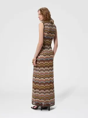 Missoni Long Halterneck Dress In Lamé Viscose