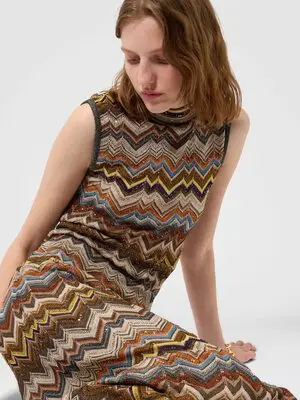 Missoni Long Halterneck Dress In Lamé Viscose