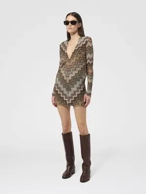 Missoni Zig Zag Knit Mini Dress In Viscose