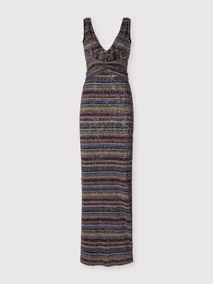 Missoni Long Dress With Torchon Detail In Lamé Viscose - Multicoloured