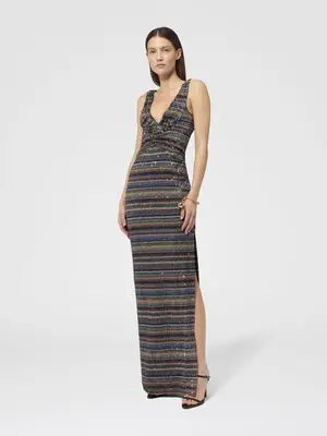 Missoni Long Dress With Torchon Detail In Lamé Viscose