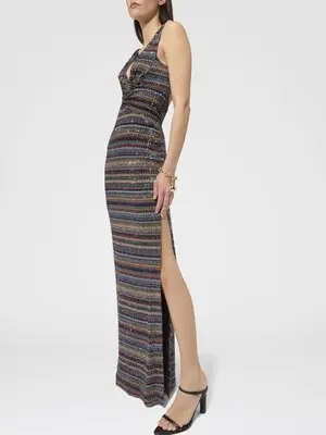 Missoni Long Dress With Torchon Detail In Lamé Viscose