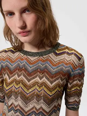 Missoni Zig Zag Mini Dress In Lamé Viscose