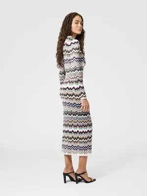 Missoni Chevron Viscose And Wool Midi Dress