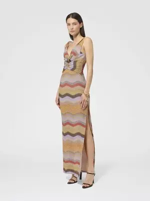 Missoni Long Draped Dress With Wave Motif