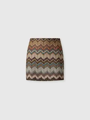 Missoni Mini Skirt In Lamé Viscose With Zig Zag Motif - Multicoloured